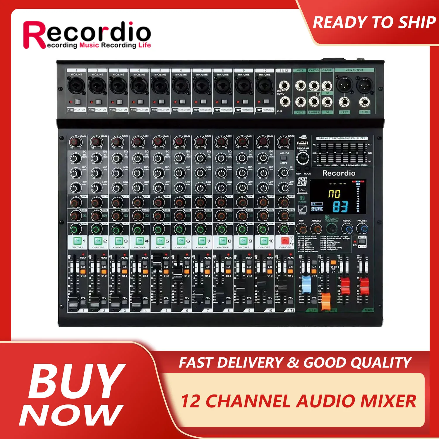 GAX-GS12-Professional-99DSP-Mixer-3-Band-Equalizer-48V-Audio-Project ...