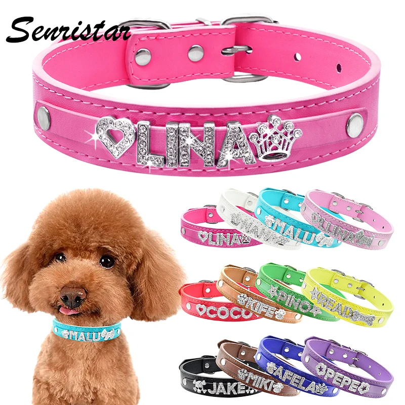Personalized Bling Name Cat Dog Collar Custom Glitter Rhinestone ...
