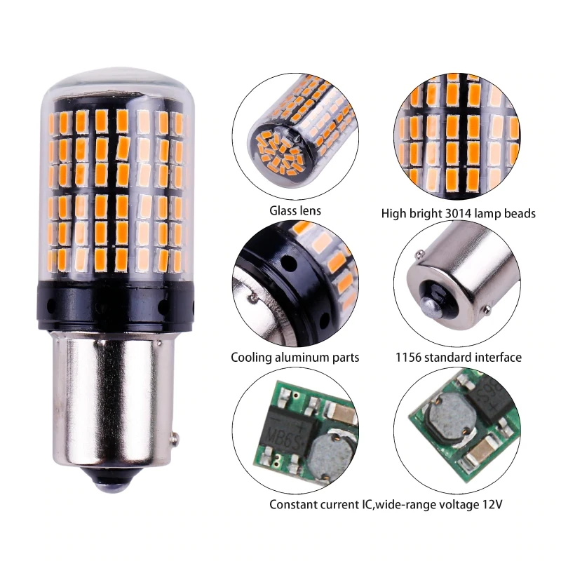 BAU15S-7507-Turn-Signal-Light-PY21W-5009-Canbus-No-Error-Led-Bulb-Amber ...