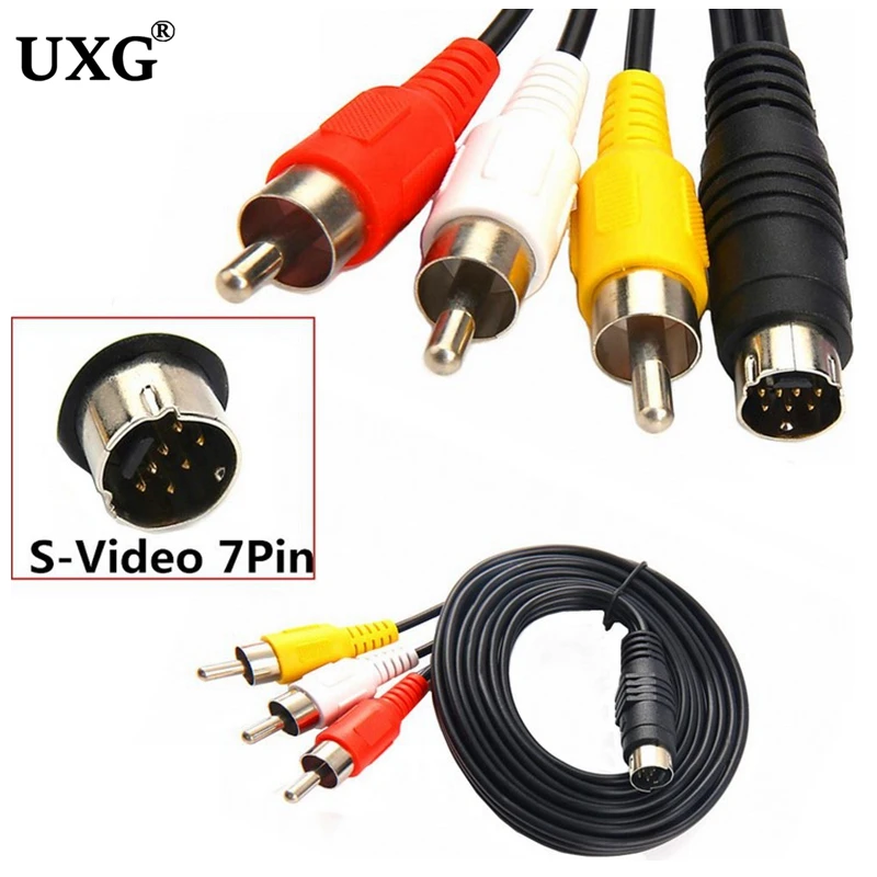 S Video 7 Pin male plug to 3 RCA RGB male Audio Video Cable for PC ...