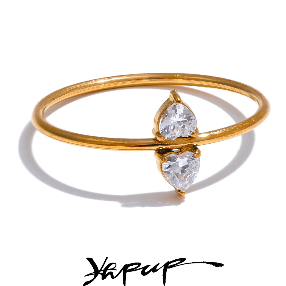 Yhpup Stainless Steel Zircon Ring Women Fashion 18k Gold Plated Jewelry ...