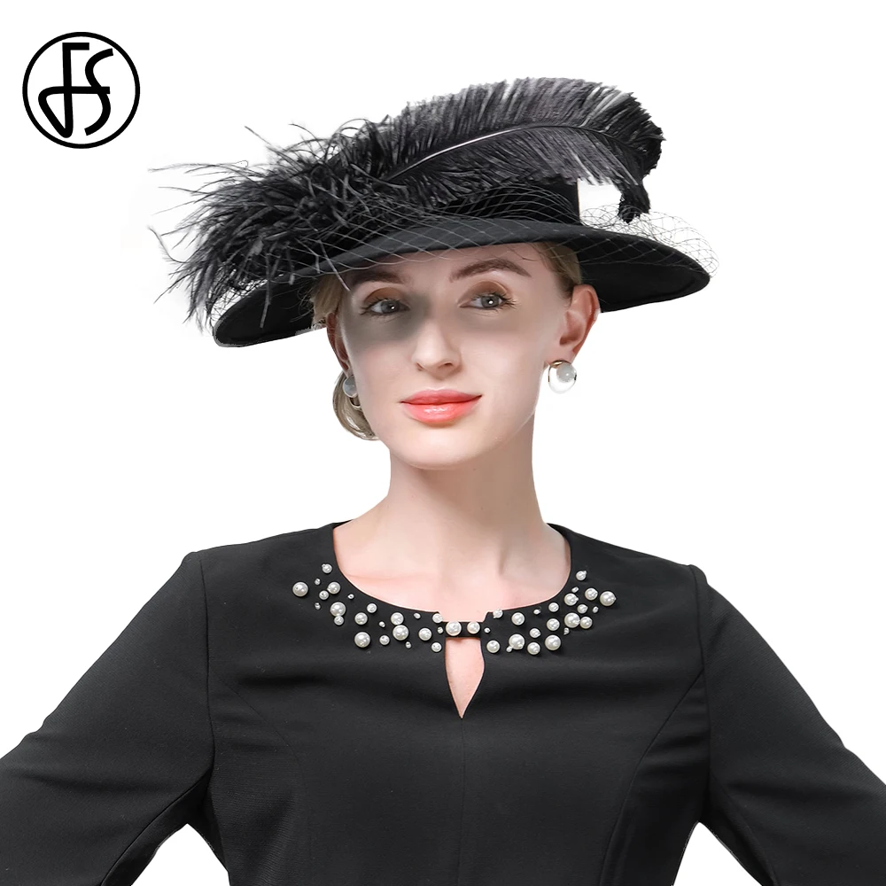 FS-Elegant-British-Top-Hats-For-Women-With-Natural-Feathers-Formal ...