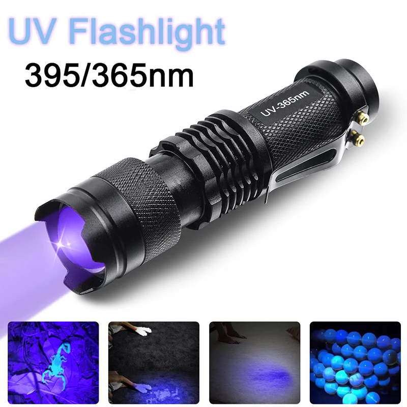Led Uv Flashlight 365nm 395nm Blacklight Scorpion Uv Light Pet Urine Detector Zoomable ...