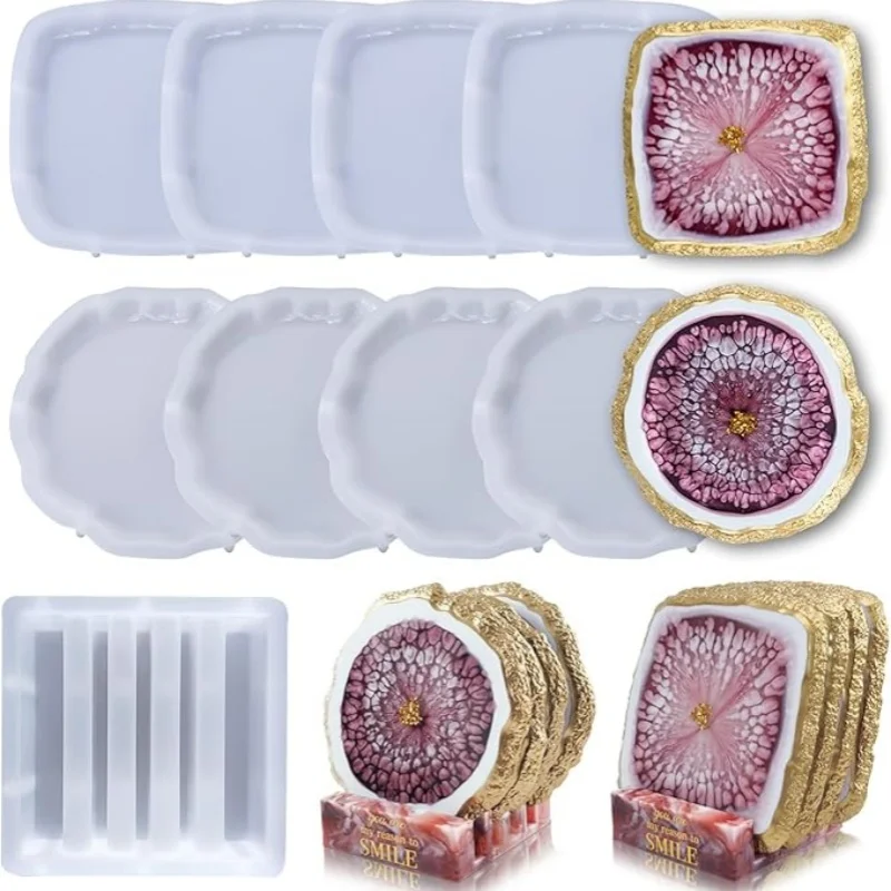 DIY-Crystal-Epoxy-Resin-Mold-Mineral-Edge-Irregular-Coaster-Box-Coaster ...