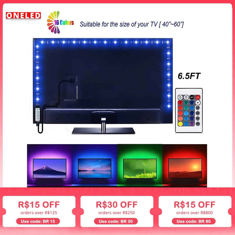 ONELED-Usb-Rgb-Led-Lights-5V-Tv-Led-Backlight-Tape-Remote-Bluetooth-App ...