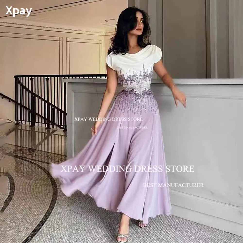 XPAY-Vestidos-de-Noche-de-l-nea-A-de-gasa-lavanda-cuello-redondo ...