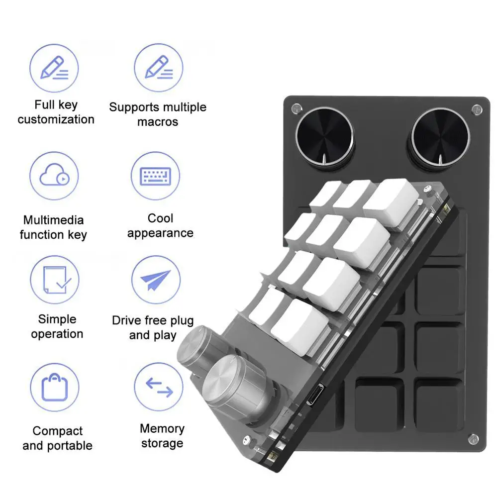 12Keys-RGB-Custom-Keypad-Programming-Macro-Knob-Keyboard-Hot-Swap ...