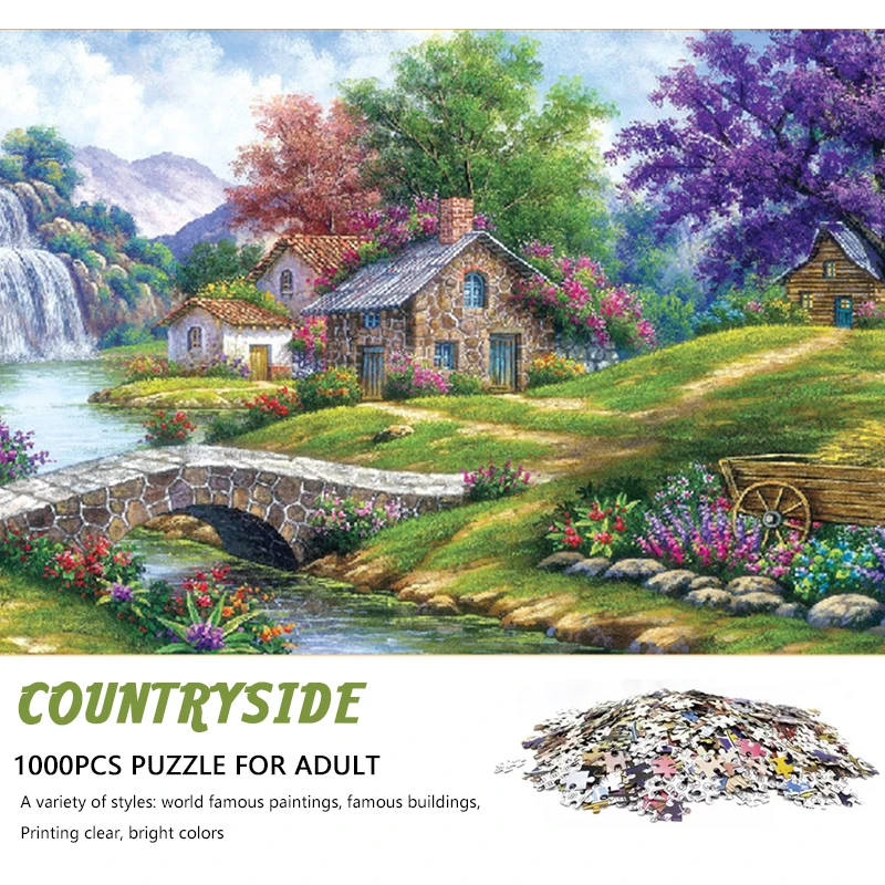 High-Quality-70cm-50cm-1000pcs-Jigsaw-Puzzle-Countryside-Adult-Stress ...