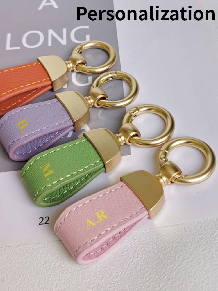 Cumstom-Letters-French-Sheepskin-Car-Key-Chain-Women-Delicate-Leather ...
