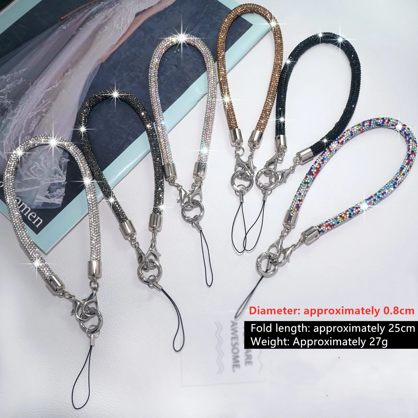 Mobile phone lanyard handmade rhinestone goddess pendant anti lost key ...