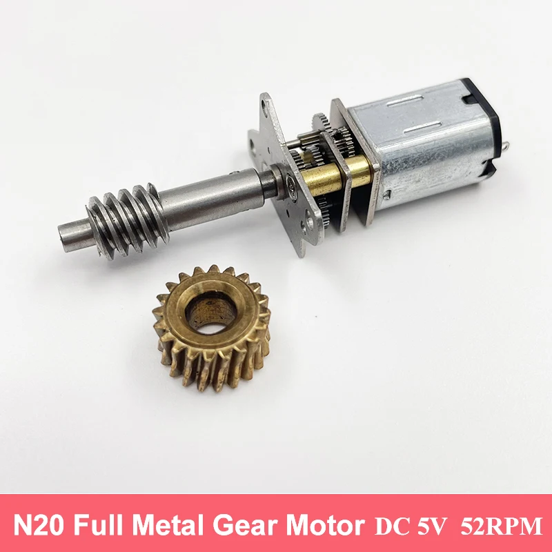 N20-Full-Metal-Gearbox-Gear-Motor-DC-3V-6V-62RPM-Slow-Speed-Worm-Shaft ...