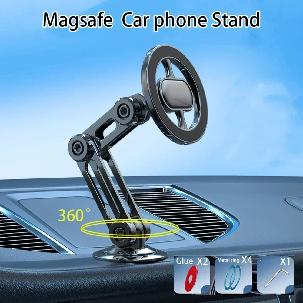 Magsafe-360-Rotate-Metal-Magnetic-Car-Phone-Holder-Foldable-Phone-Stand ...
