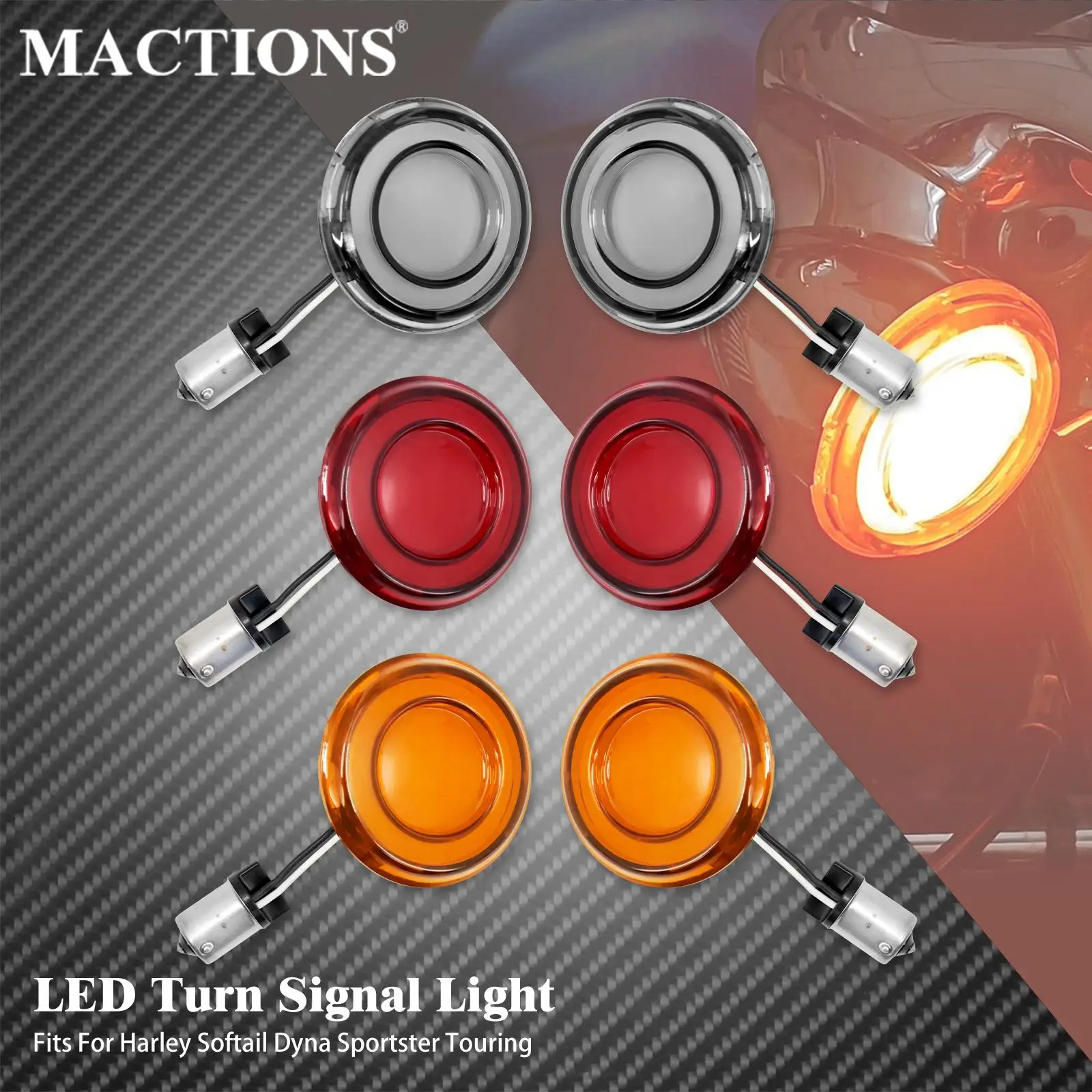Motorcycle Rear Turn Signal Light 1156 Bullet Style LED Red Gray Yellow ...