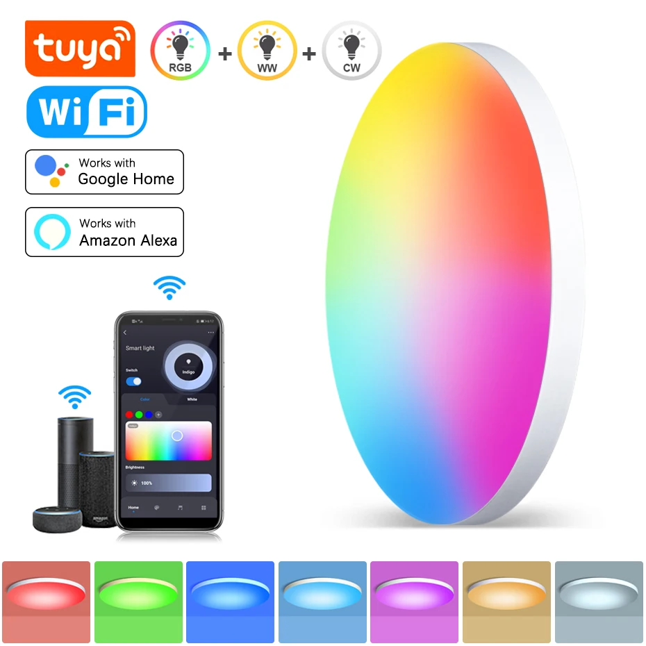 40W-Tuya-WiFi-Levou-Luz-De-Teto-RGB-220V-Spot-Inteligente-Levou-L-mpada ...