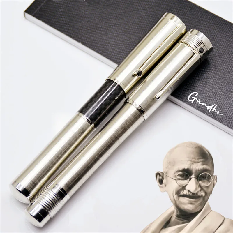 Mahatma-Gandhi-Luxury-Fountain-Ink-Pens-Carbon-Fiber-Metal-Roller-Ball ...