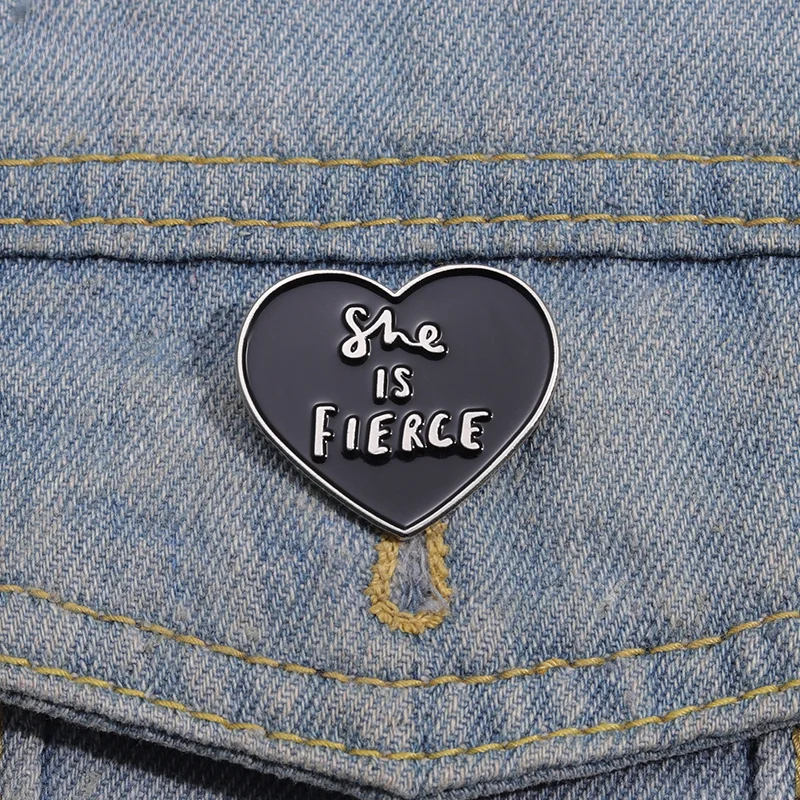 Fierce-Black-Heart-Enamel-Pins-Backpack-Clothes-Collar-Badges-Custom ...