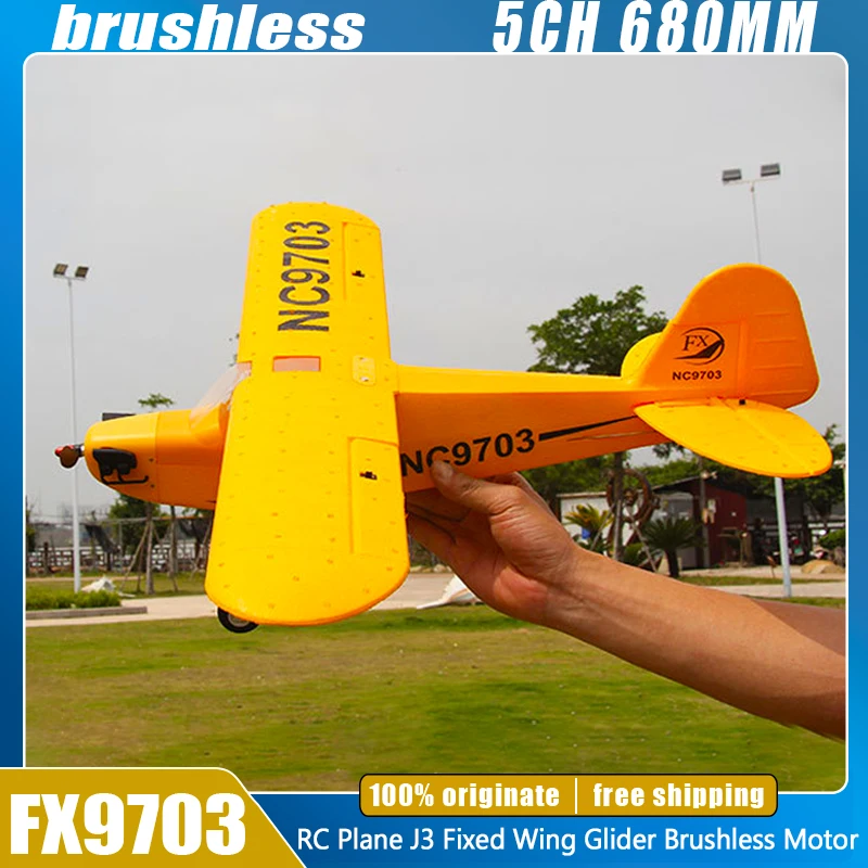 FX9703 RC Plane J3 Fixed Wing Glider Remote Control Airplane 5CH 680MM ...
