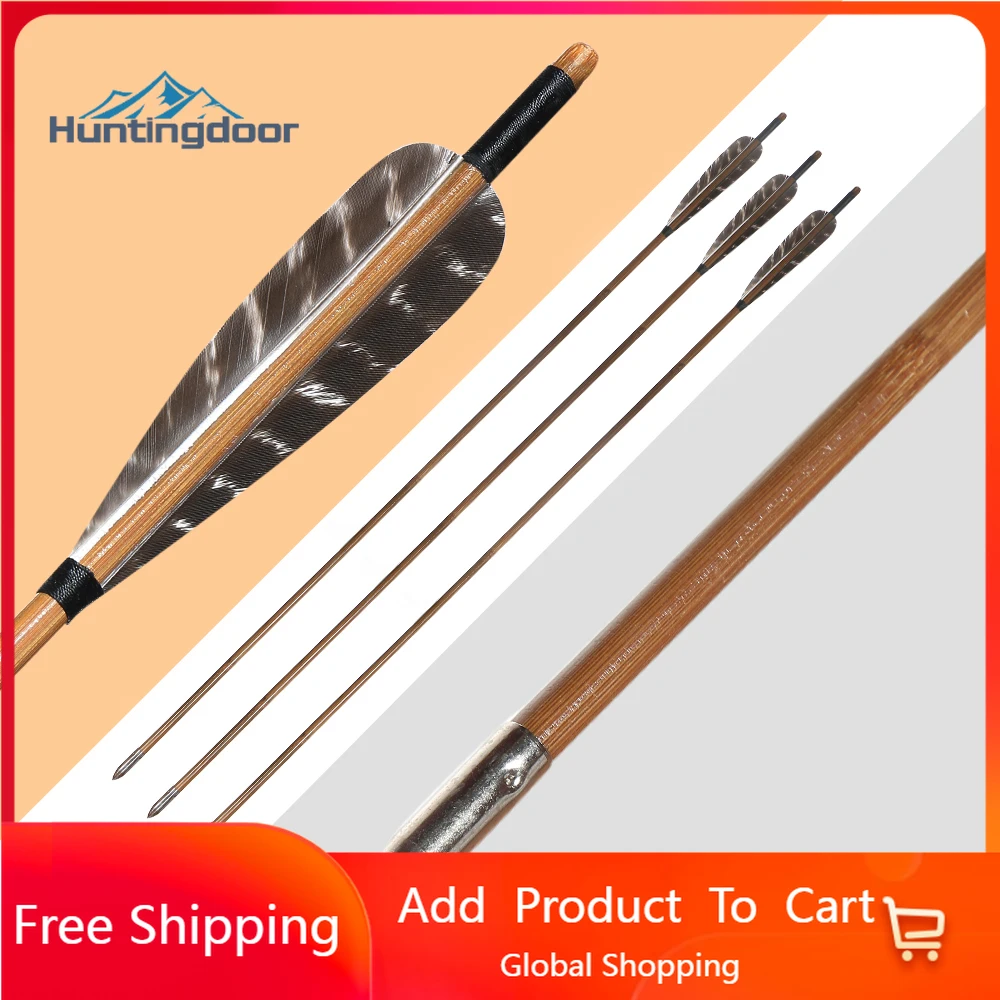Huntingdoor 6/12 Archery Handmade Bamboo Arrows Traditional Wooden ...