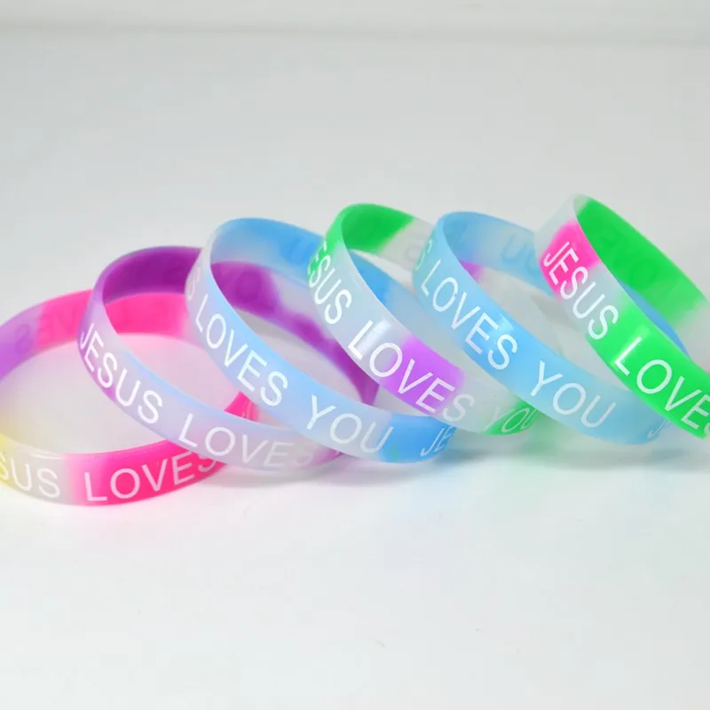 10x Jesus Loves You Glow In Dark Silicone Bracelet Wristband Fashion ...