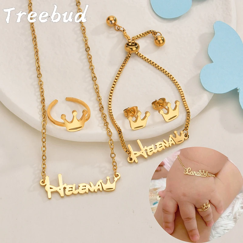Treebud Custom Baby Name Jewelry Set Stainless Steel Personalized ...