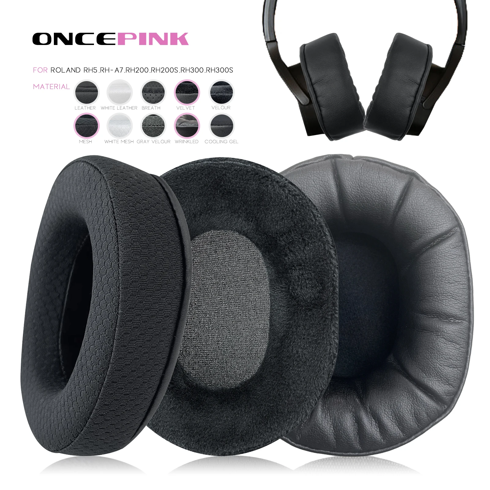 Oncepink-Replacement-Ear-Pads-for-Roland-RH5-RH-A7-RH200-RH200S-RH300 ...