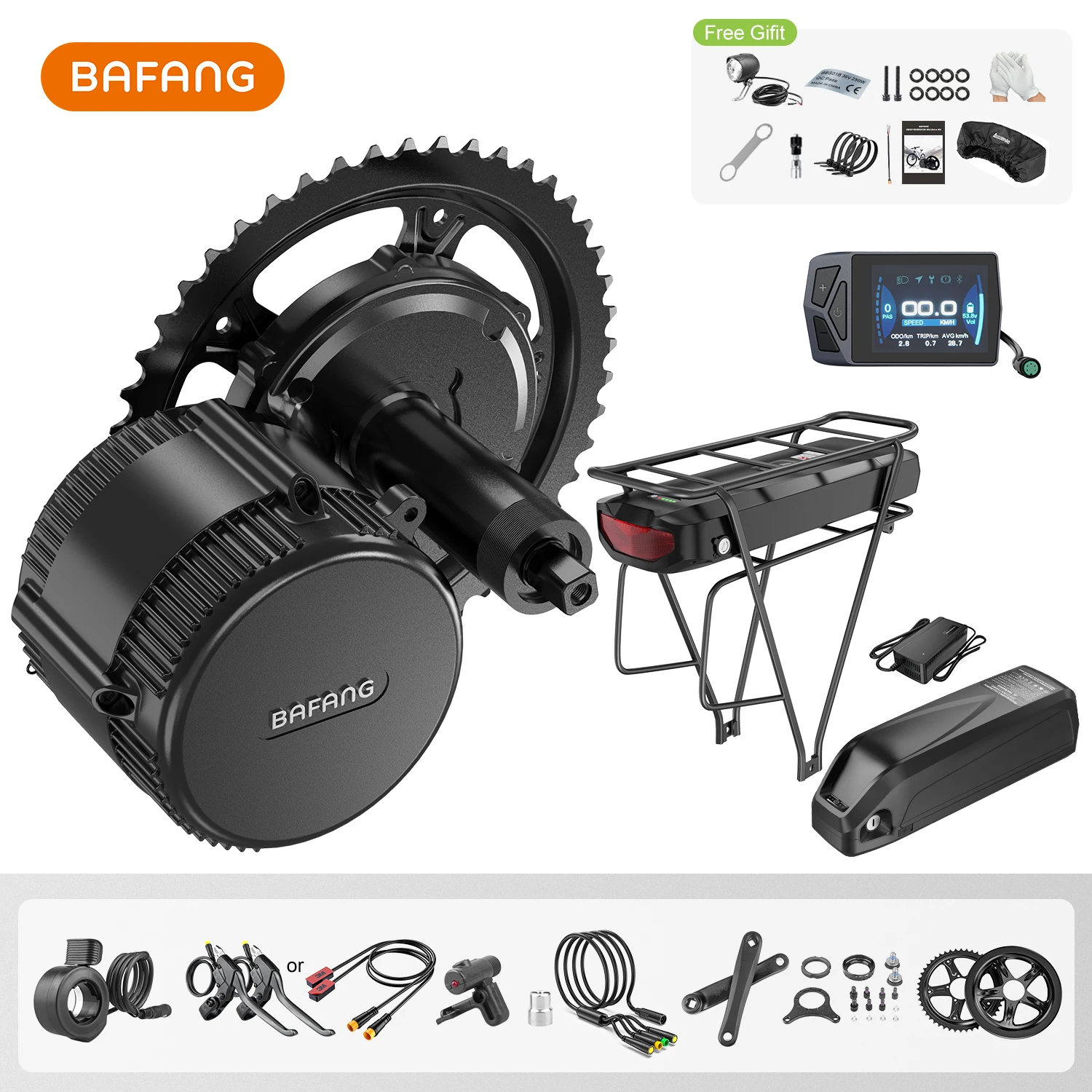 Bafang 전기 자전거 변환 모터 키트 미드 드라이브 키트 Lcd 디스플레이 포함 Bbs03 Bbs02 1000w