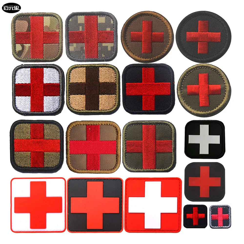 Red-Cross-PVC-Badge-Medical-First-Aid-Rubber-Patches-Battlefield-Rescue ...