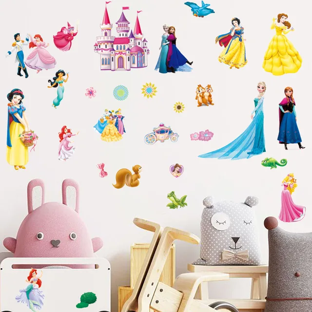Vinyl Wall Mural Decals Disney Princess Wall Sticker Set - Moana, Elsa ...