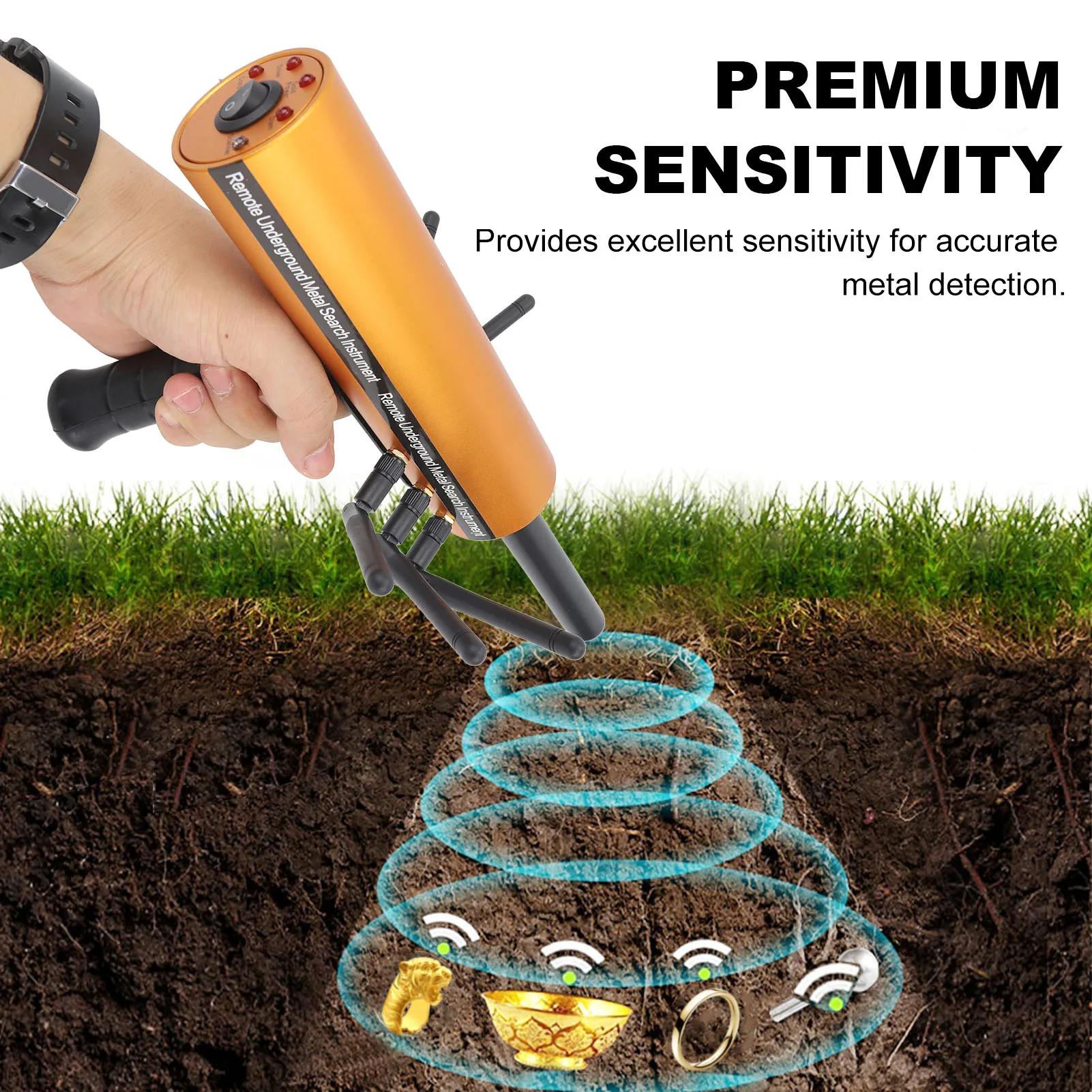 AKS Metal Detector Metal Pinpointer 30m Depth 1200m Range 6 Antenna ...