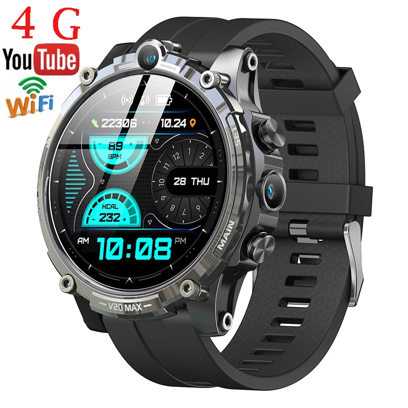 V20-MAX-Smart-Watch-WiFi-4G-SIM-Card-Dual-Camera-Heart-Rate-Monitoring ...