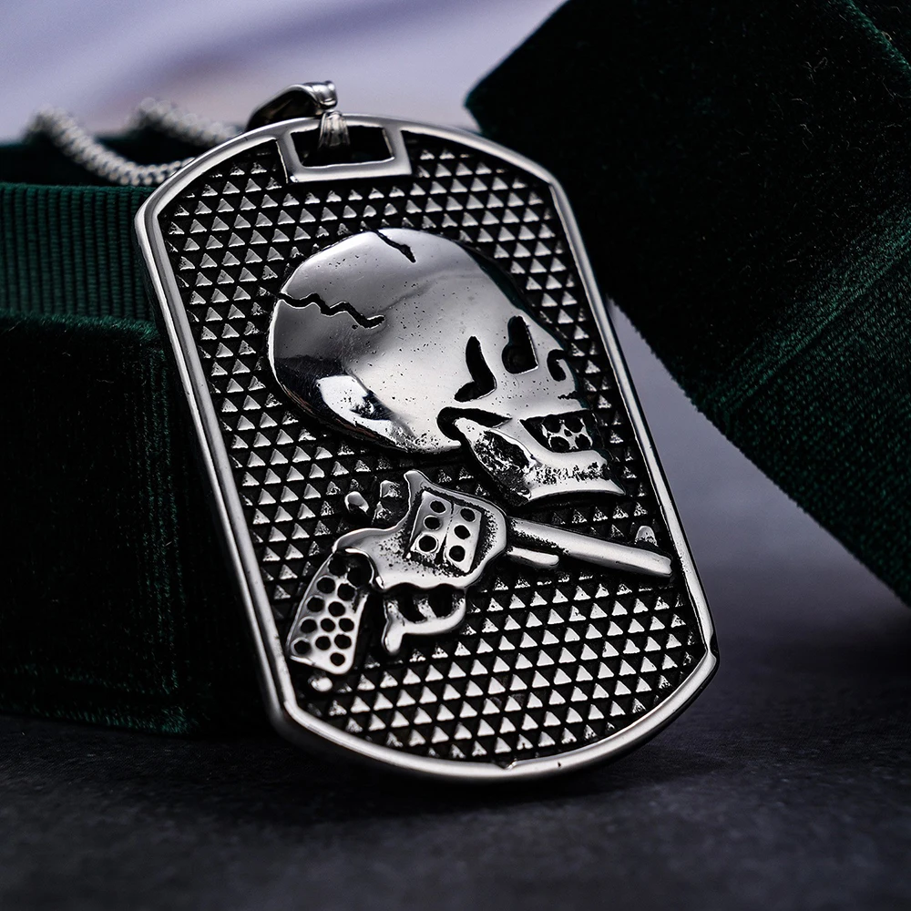 Skull-Revolver-Relief-Dark-Punk-Alloy-Men-Pendant-Necklace-Just-Kill ...