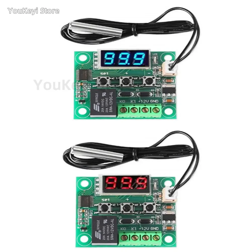 W1209 Blue/Red light DC 12V heat cool temp thermostat temperature ...