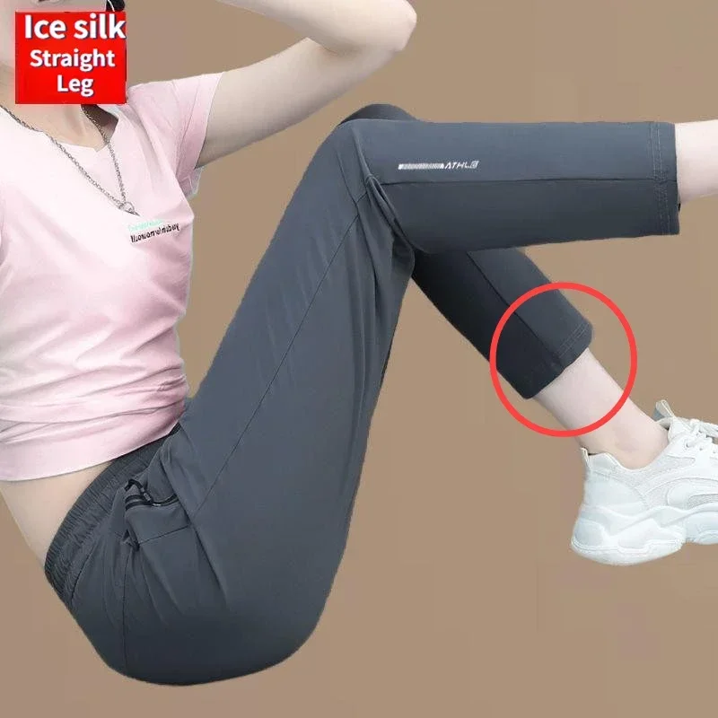 Women-s-Spring-Summer-Thin-Ice-Silk-Pants-Comfortable-Breathable-Casual ...