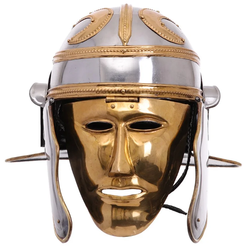 18-Gauge-Brass-Steel-Medieval-Roman-Knight-Helmet-Roman-Face-Helmet ...