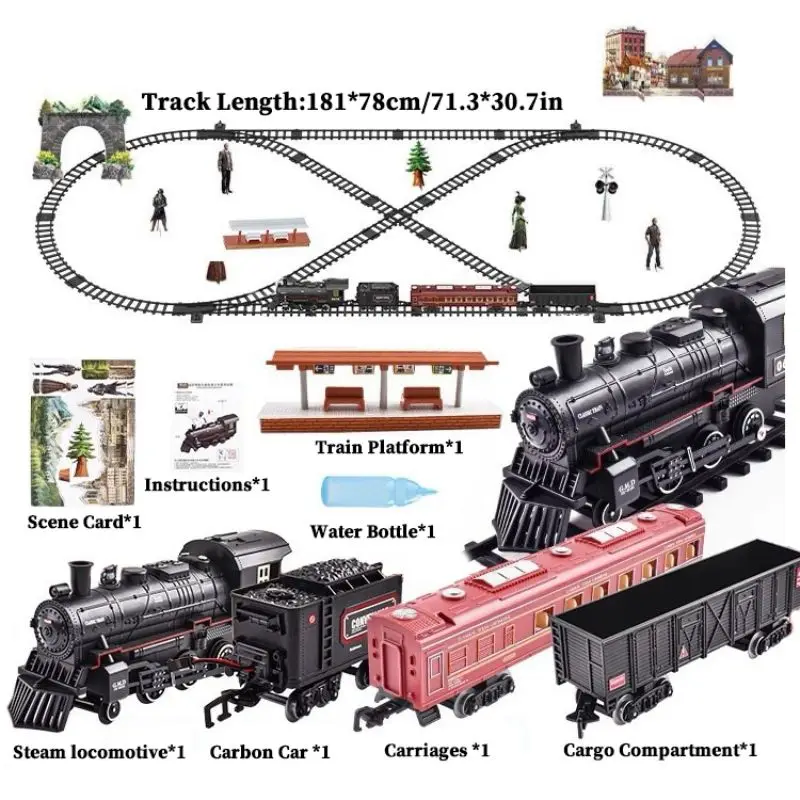 Christmas Electric Rail Car 8-Shaped Track Add Water To Smoke Extra ...
