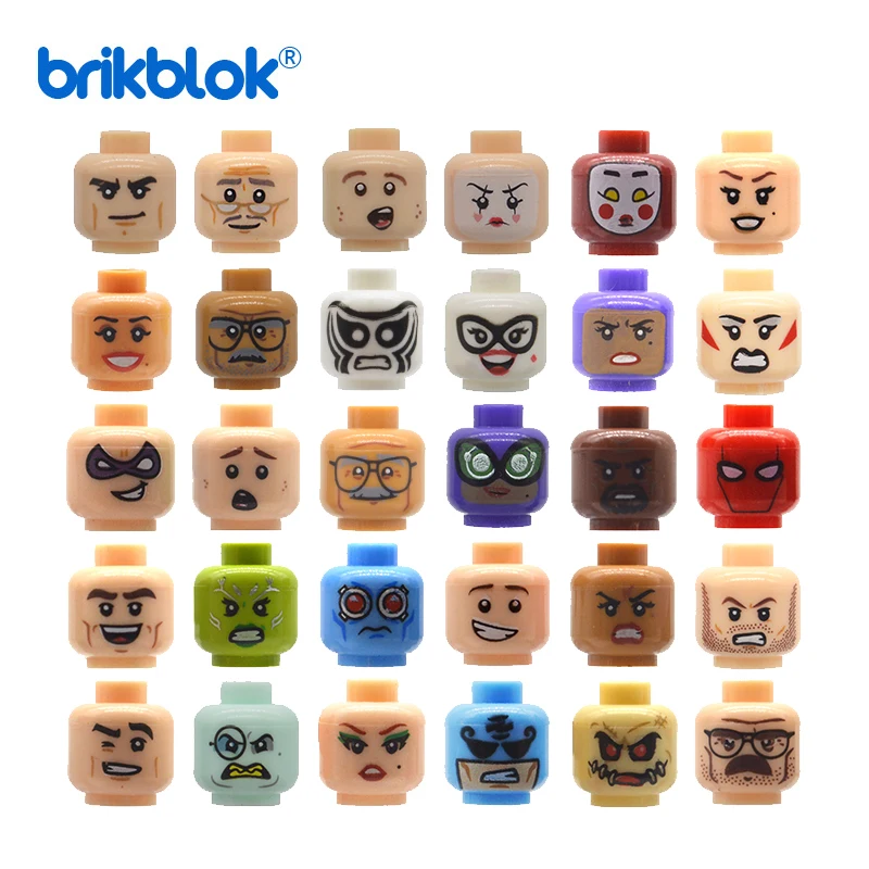 10-Brick-Head-Heads-Face-for-Custom-Figures-MOC-Building-Blocks-Toys ...