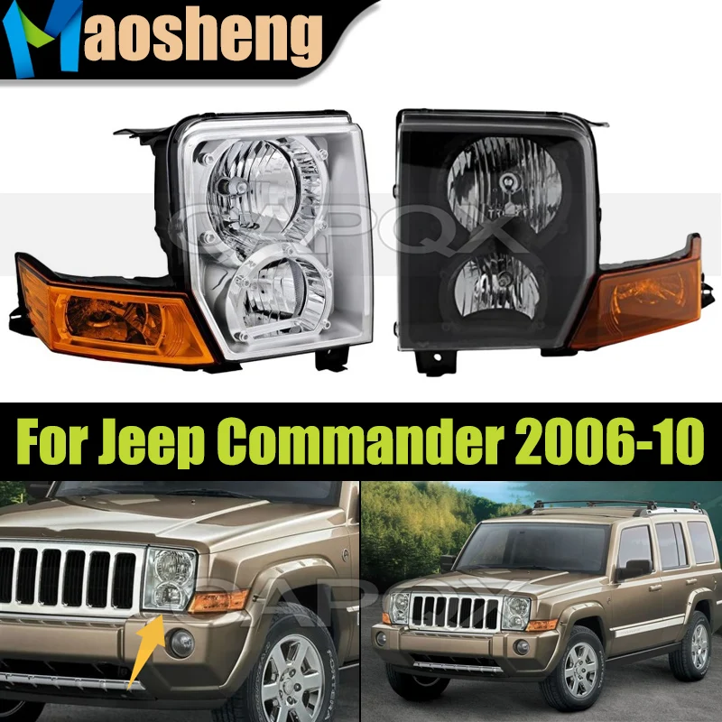 1Pair Front Bumper Headlight Headlamp For Jeep Commander 2006 2007 2008 ...