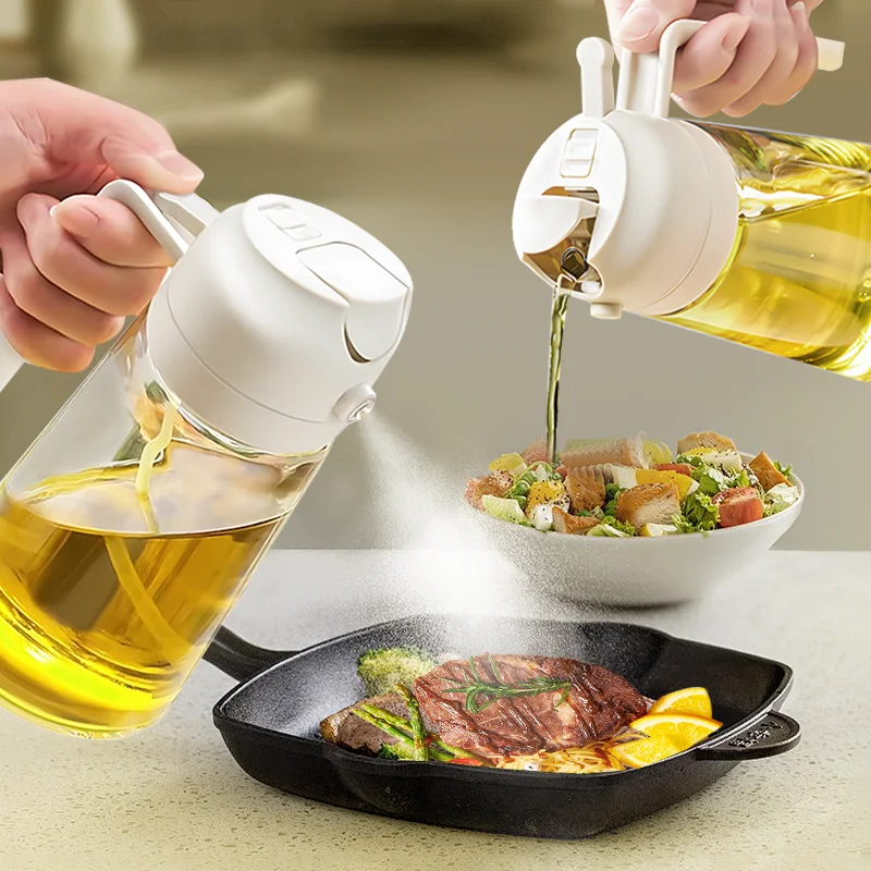 Oil Sprayer Oil Jar Kitchen Household Can Pour Oil Spray Bottle 2in1 ...