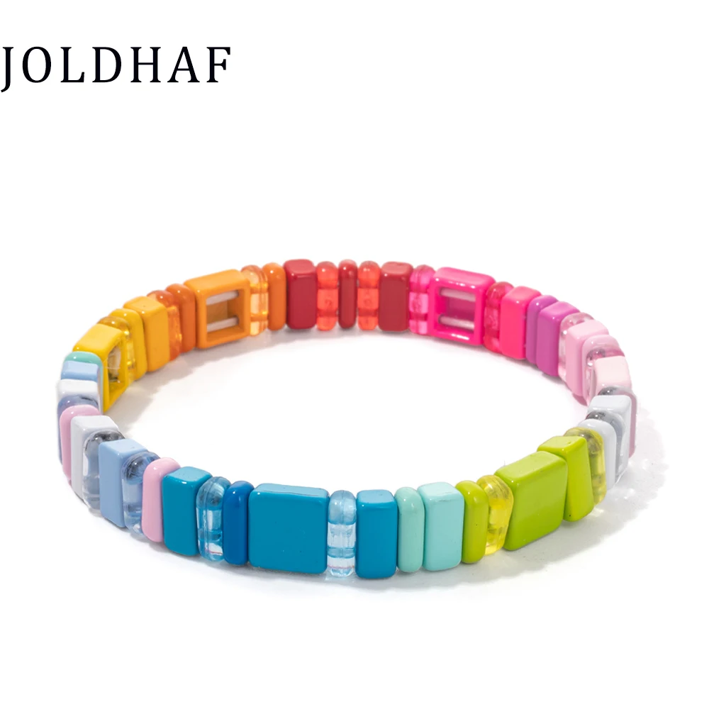 2022-New-Design-Colorful-Elastic-Bracelets-For-Women-Rianbow-Acrylic ...