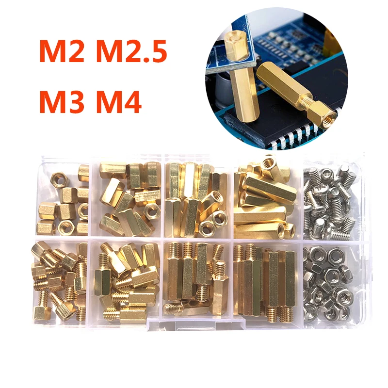 M2-M2-5-M3-M4-Hex-Brass-Standoff-PCB-Motherboard-Spacer-Screw-Nut-Kit ...