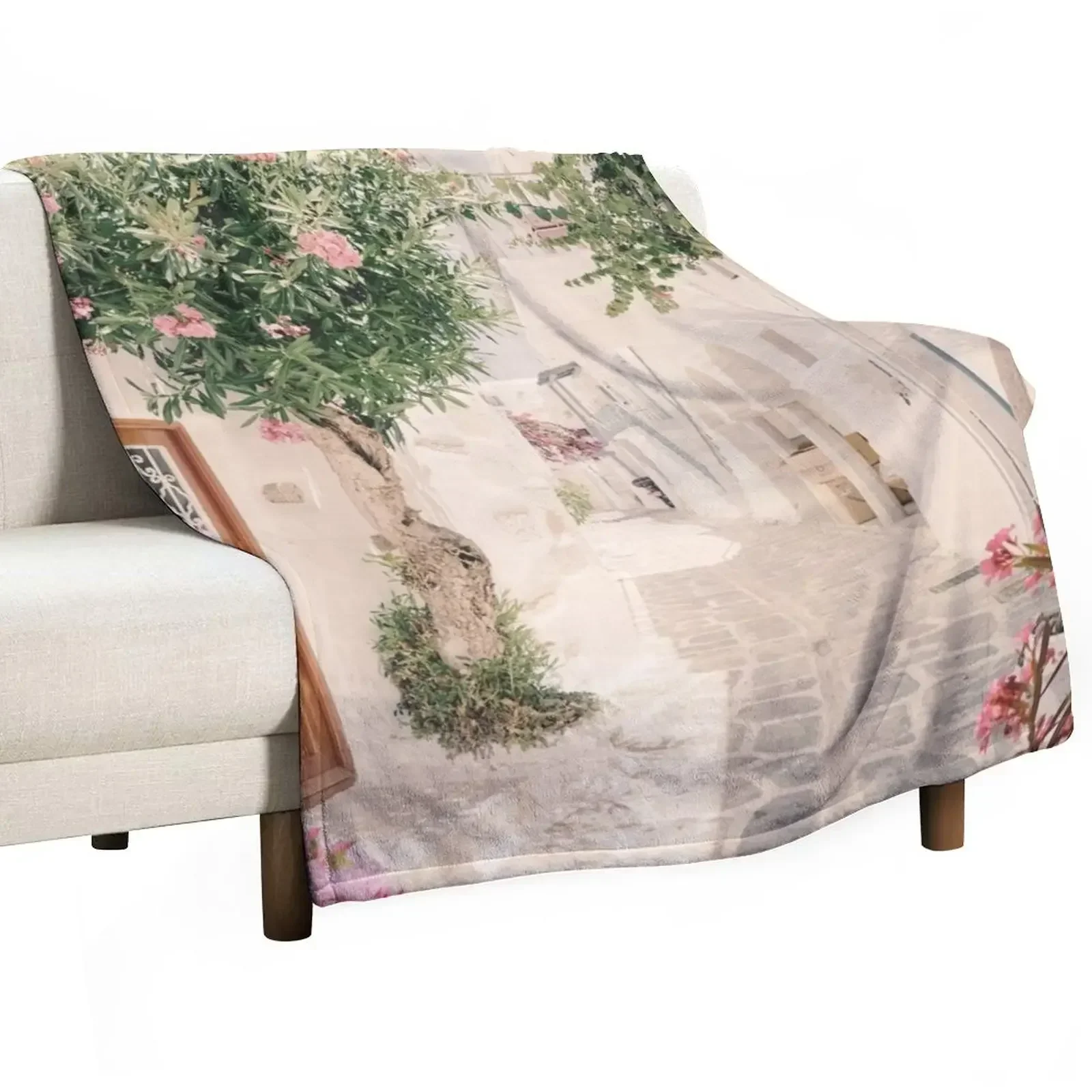 Santorini-Greece-Mamma-Mia-Pink-Oleander-Cottage-Wall-Art-Prints-Throw ...