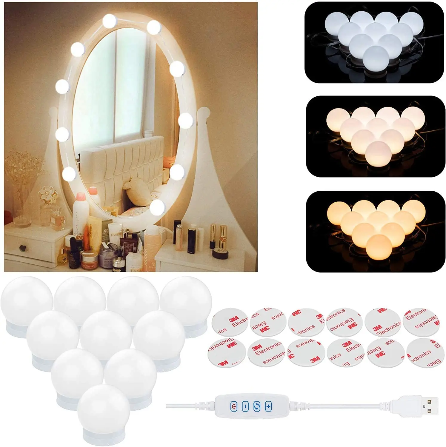 Makeup Mirror Led Light Bulbs Vanity Lights Usb Bathroom Dressing Table ...