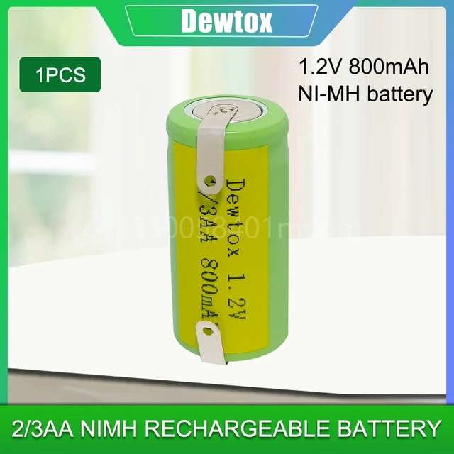1.2V 2/3AA 800mAh Ni-MH Rechargeable Battery 2/3 AA cell with welding tabs for Electric razor ...
