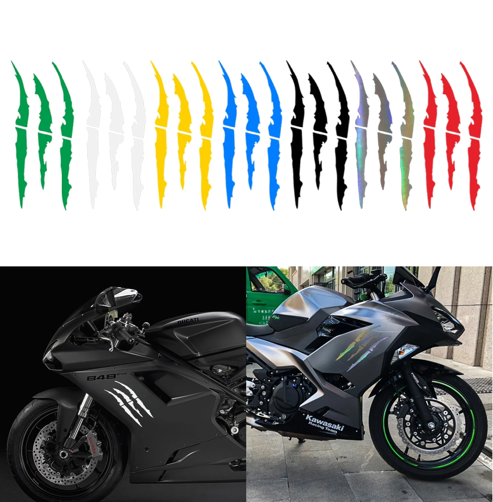 Motorcycle Car Sticker Universal Monster Claw Scratched Stripe Decal ...
