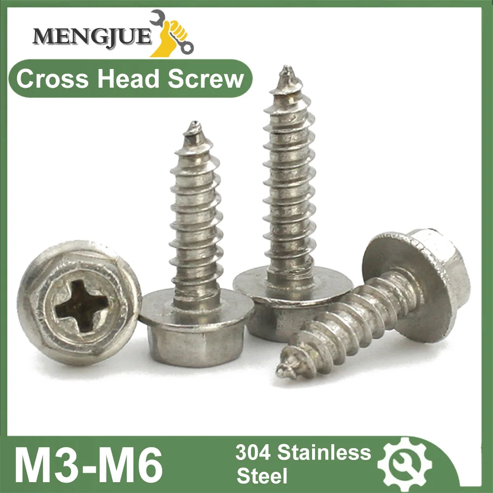 5-10pcs-304-Stainless-Steel-M3-M4-M5-M6-Self-Tapping-Phillips-Hex-Screw ...