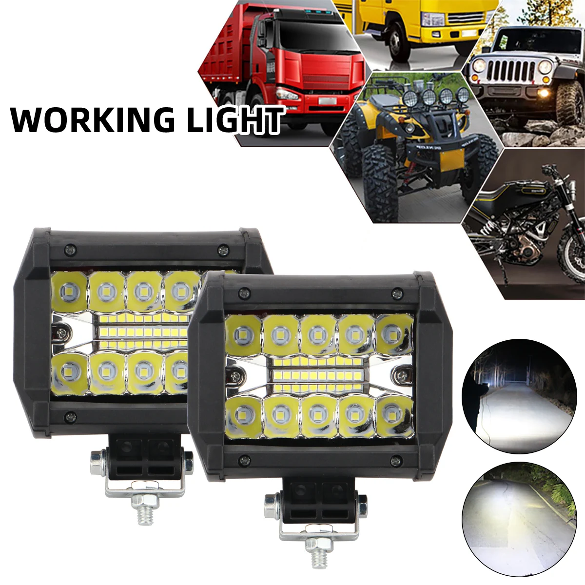 Off Road Led Light Bars Spot Flood Beam Combo Work Light for 4x4 ATV ...