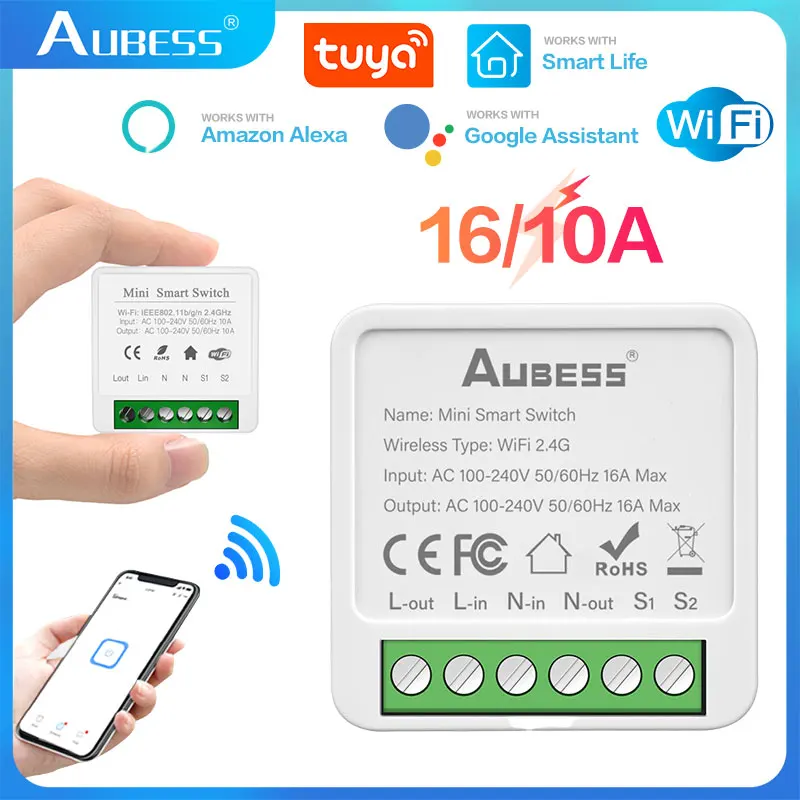 AUBESS-Tuya-Smart-Home-WiFi-Switch-10-16A-Breaker-For-1-2-Lights-Build ...