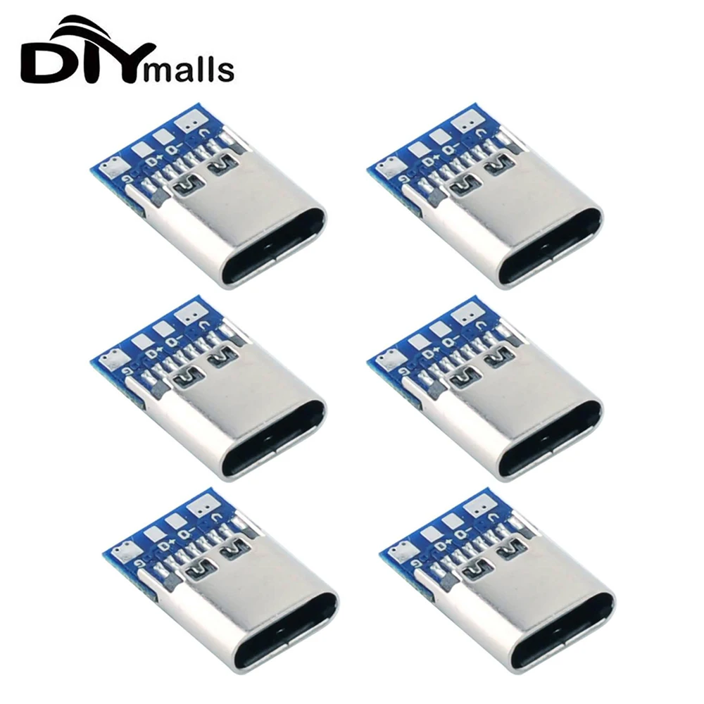 6PCS-USB-3-1-Type-C-Connector-Simple-USB-C-Socket-Breakout-14-Pin-with ...