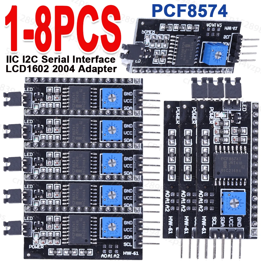 1-8PCS-PCF8574-LCD-Adapter-Converter-Module-IIC-I2C-LCD1602-2004-LCD-5V ...