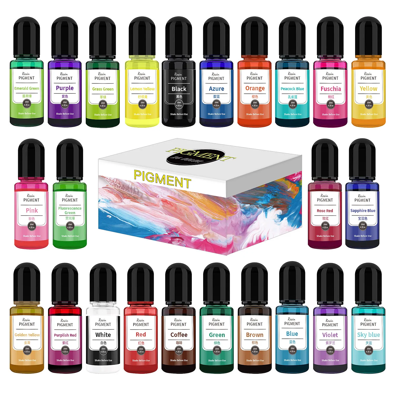 24PCS-Epoxy-Resin-Pigment-Kit-Art-Ink-Alcohol-Liquid-Colorant-Dye ...